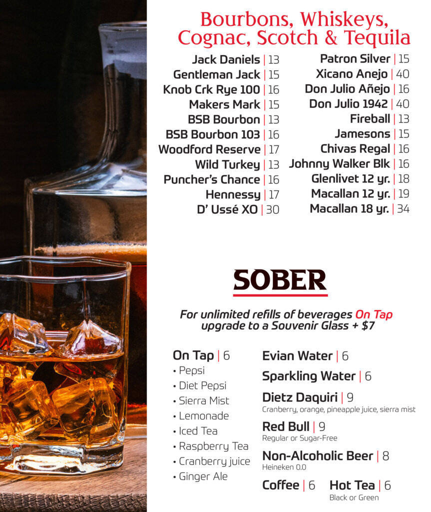 Menu - The Stand Up Comedy Club