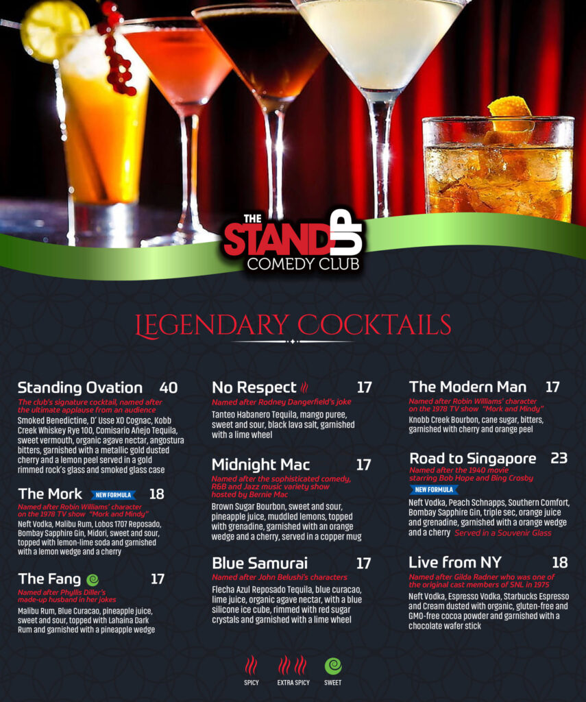 Menu - The Stand Up Comedy Club